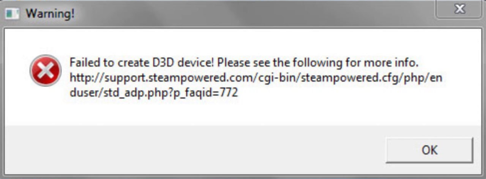 Failed To Create D3d Device Error Message Source Engine Game Like